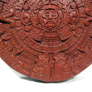 Aztec Maya Stone of the Fifth Sun Calendar Wall Hanging Clay Mexican ...