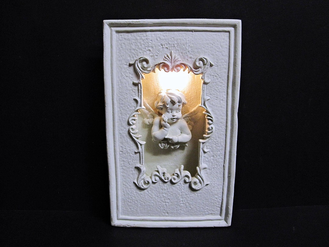 Hand Made Lighted Cherub Angel Portable or Wall Altar Shrine Prayer Box ...