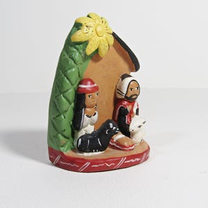 Peruvian Folk Art Clay Nativity Scene, Mary, Joseph, Baby Jesus, 3" H ...