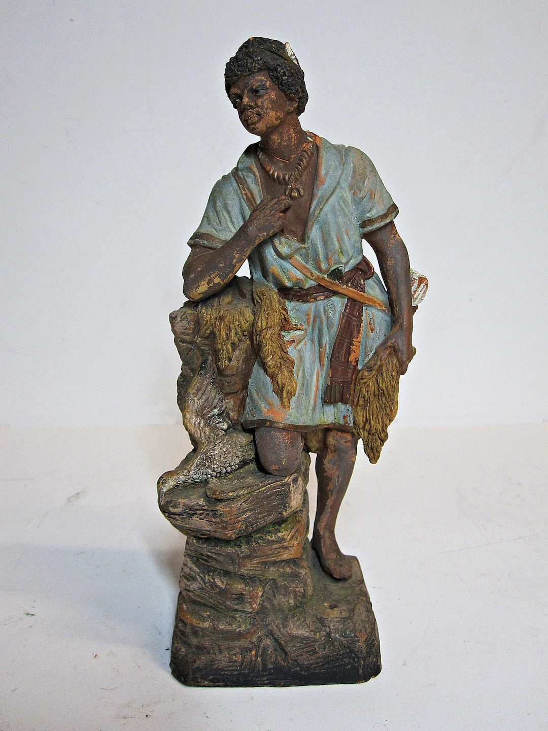 Antique Austrian Cold Painted Terracotta Clay Moorish Man Statue ...