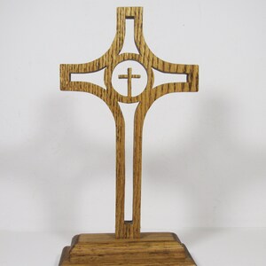 Wooden Standing Tabletop Celtic Cross Handcrafted Religious Oak Wood ...