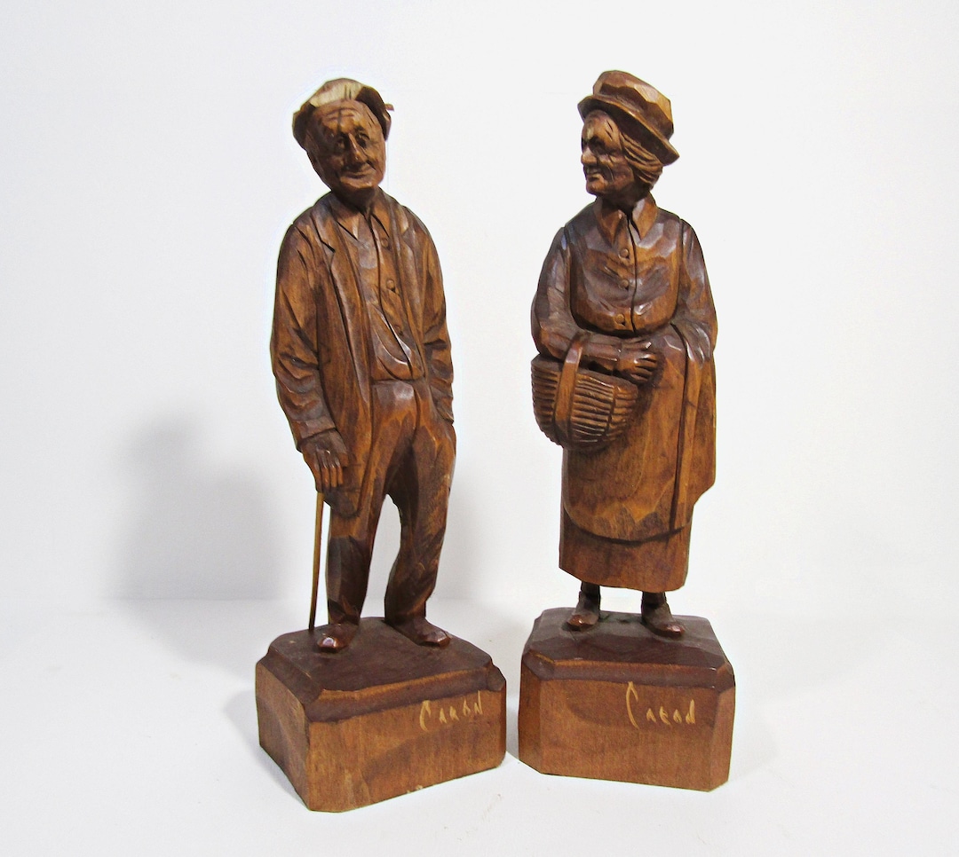 Vintage Paul-Émile Caron Hand Carved Wooden Figures – Quebec Folk Art ...