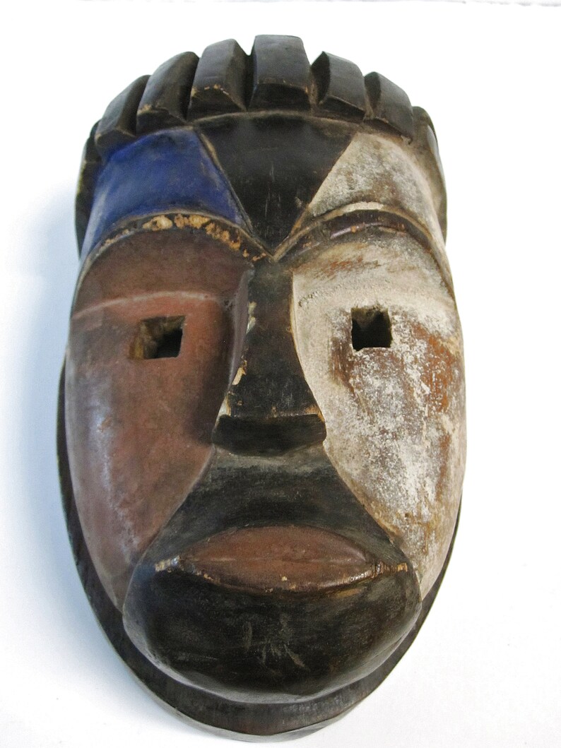 African Hand Carved Wooden Wearable Face Life Sized Mask Wall - Etsy