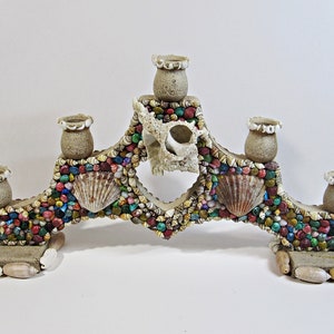 Handmade Seashell 5 Taper Candle Holder Candelabra Bridge & Heart ...