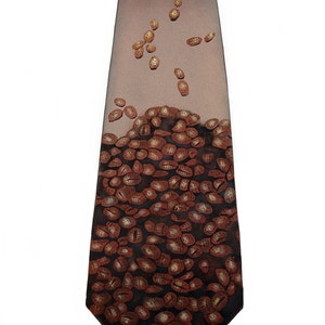 Coffee Beans Hand Painted Men Silk Necktie Novelty Art Neck Tie - Last ...
