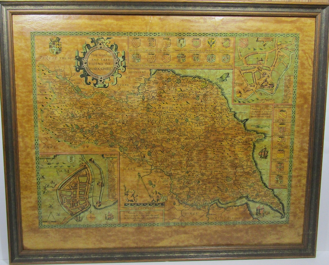 1610 John Speed Map of the North and East Ridins of Yorkshire - Etsy