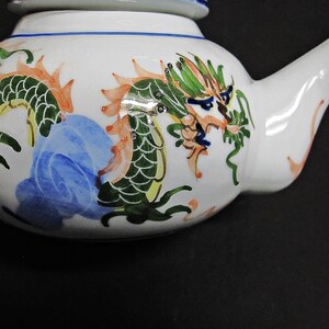 Old Hand Painted Three Clawed Dragon Chinese Teapot With Matching ...