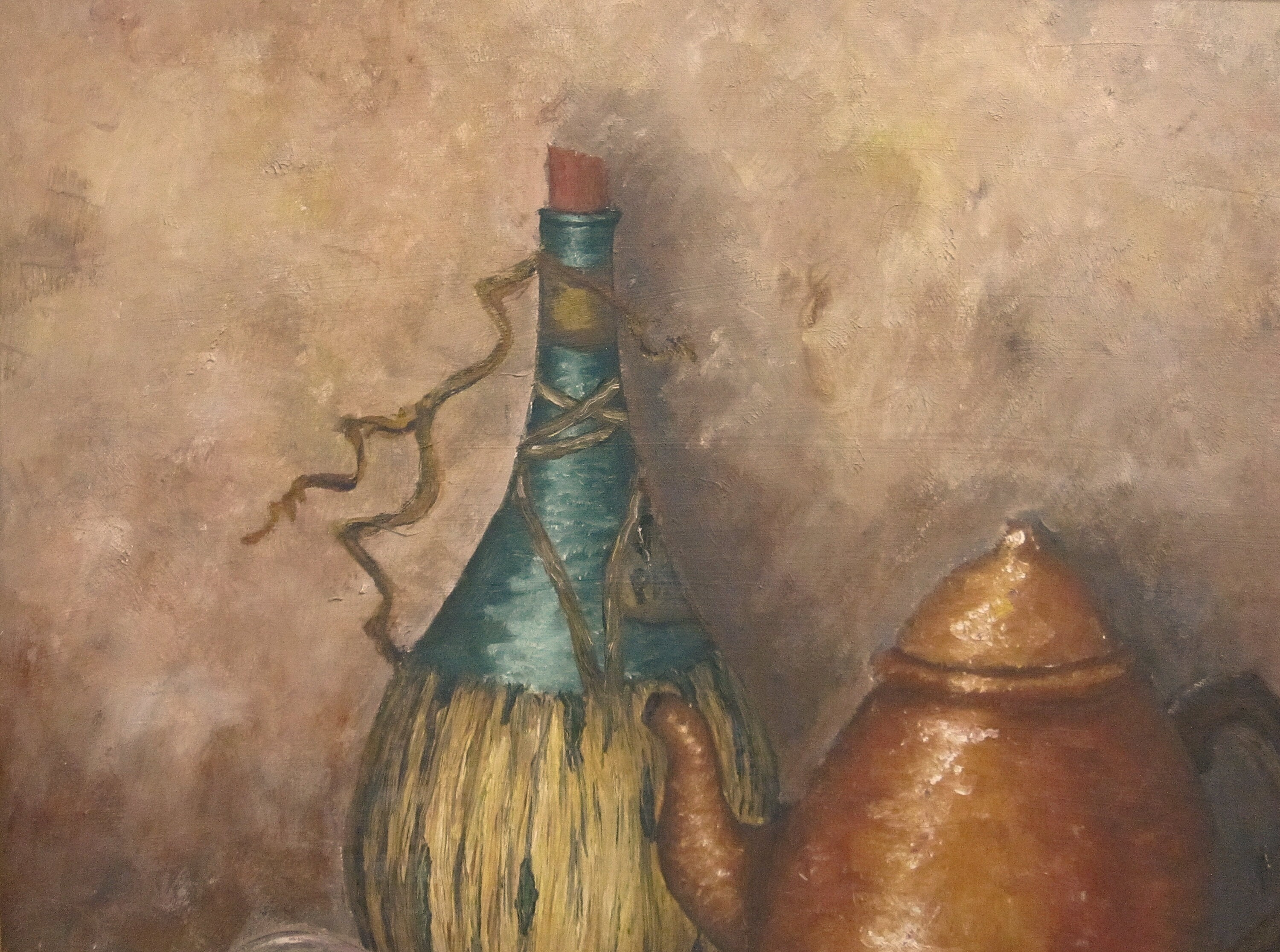 Still Life With Pot Wine and Fruits Original Oil Painting on Board ...