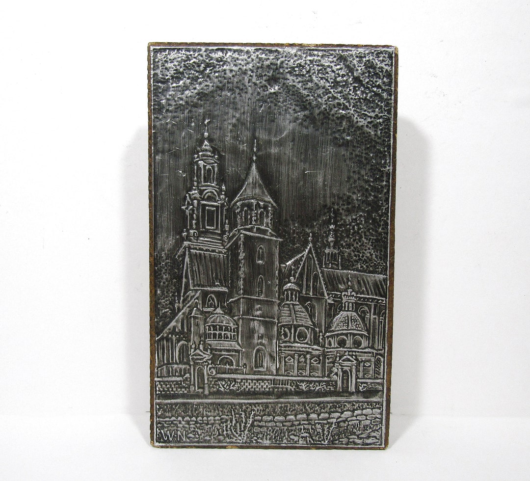 Cepelia Krakow PRL Wood Metal Plaque Etched Art Polish Castle - Etsy