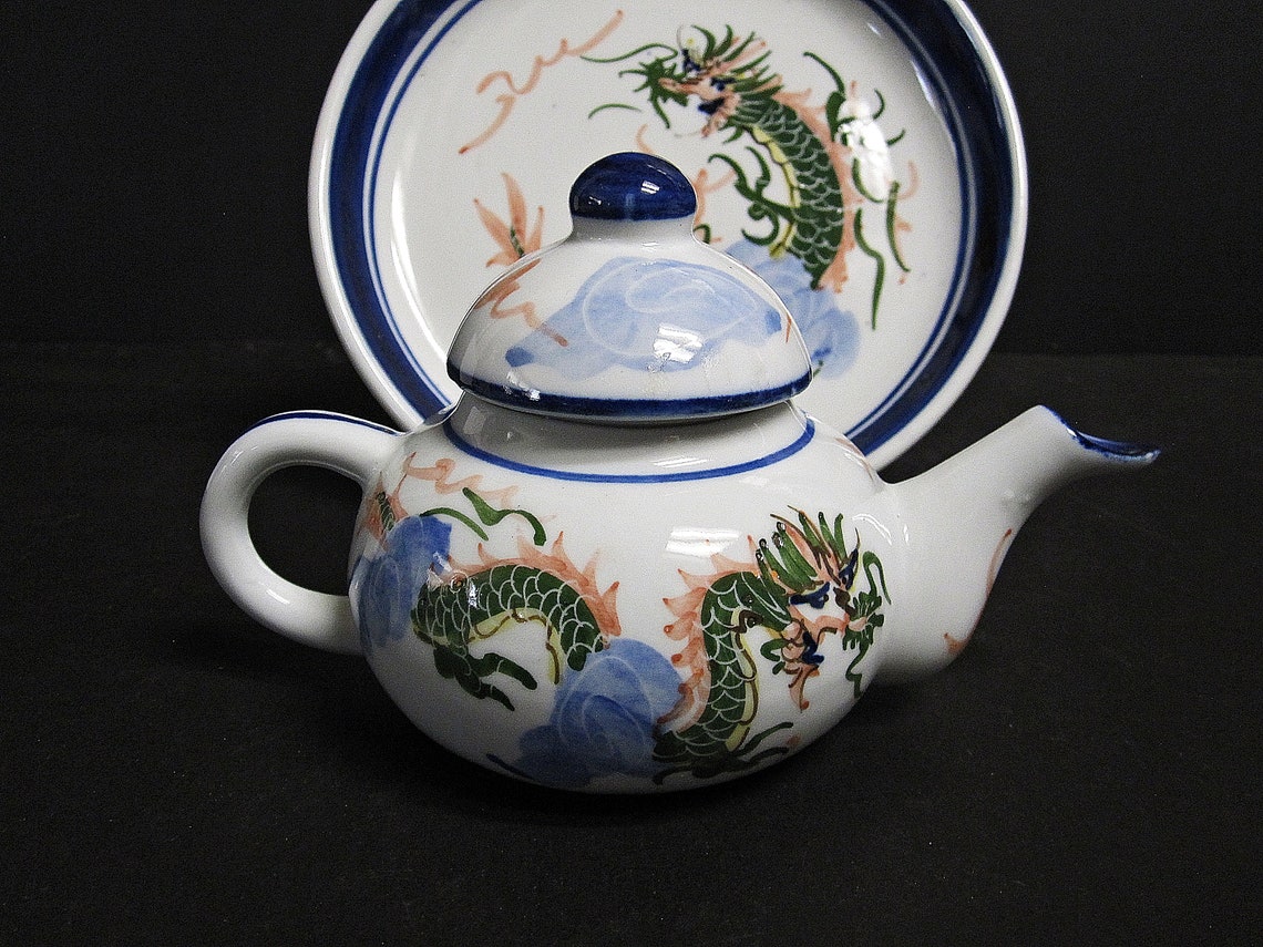 Old Hand Painted Three Clawed Dragon Chinese Teapot With - Etsy