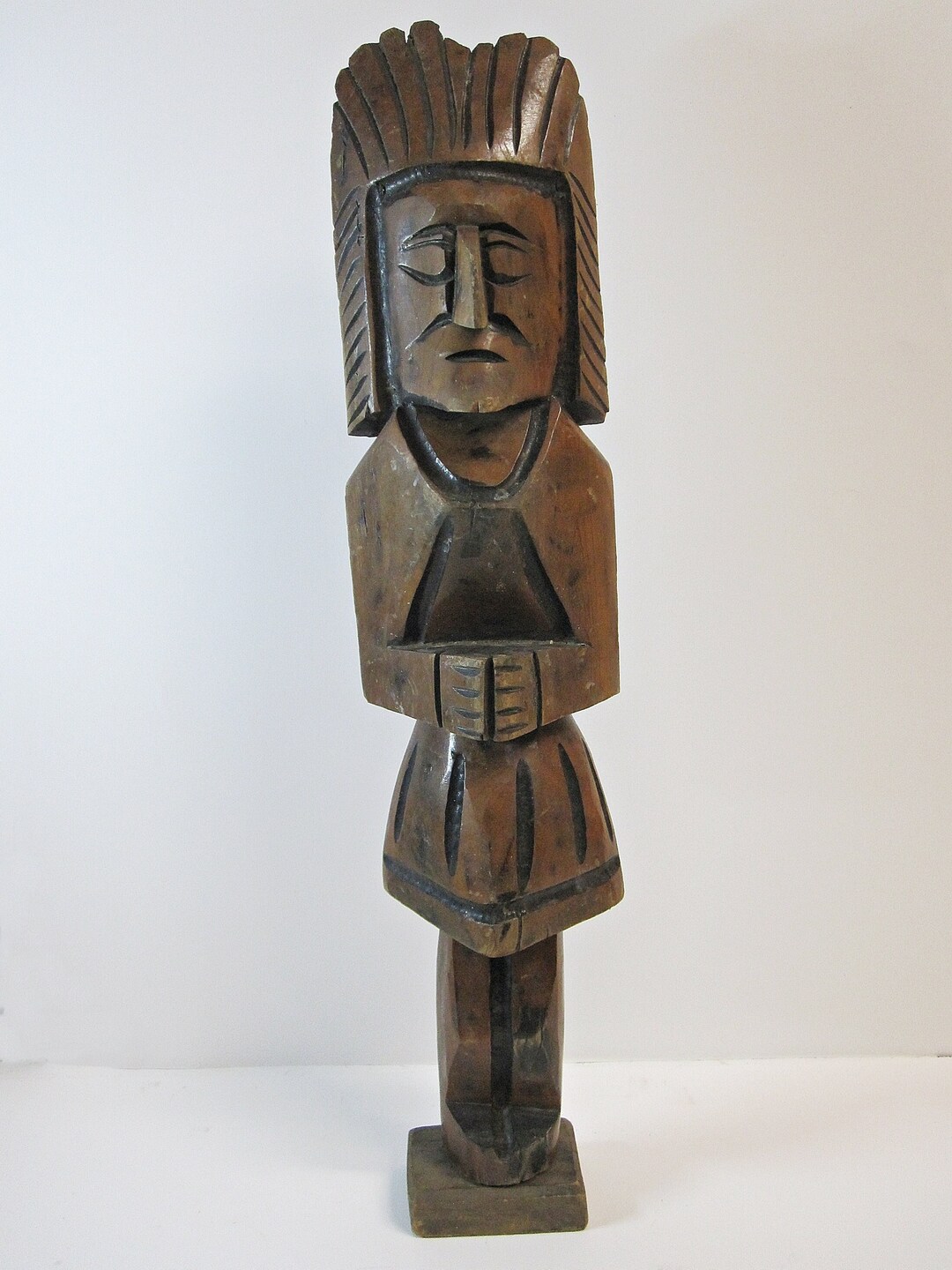 Vintage handgeschnitzte aztekische Maya Gott Krieger Totem Vogel ...