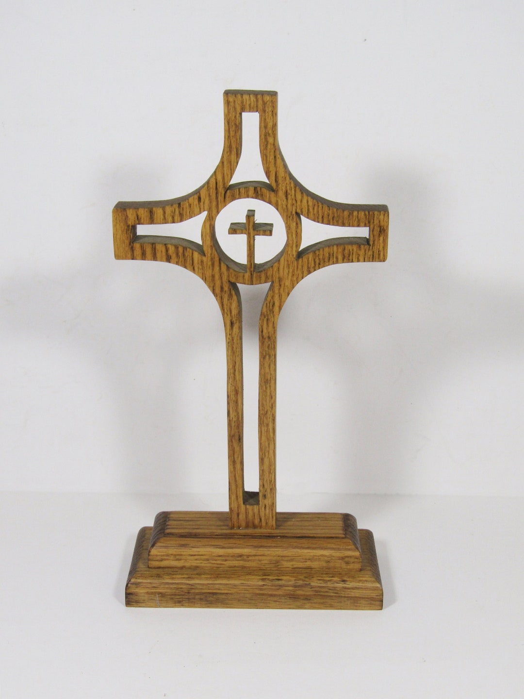 Wooden Standing Tabletop Celtic Cross Handcrafted Religious Oak Wood ...