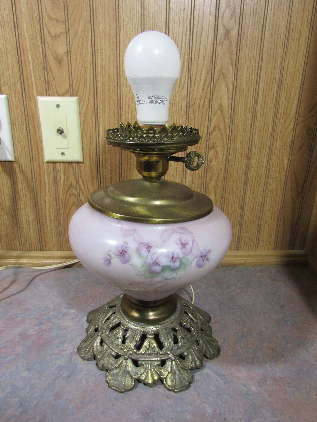 Hand-painted Kerosene Oil Lamp Converted to Electric Antique Vintage - Etsy