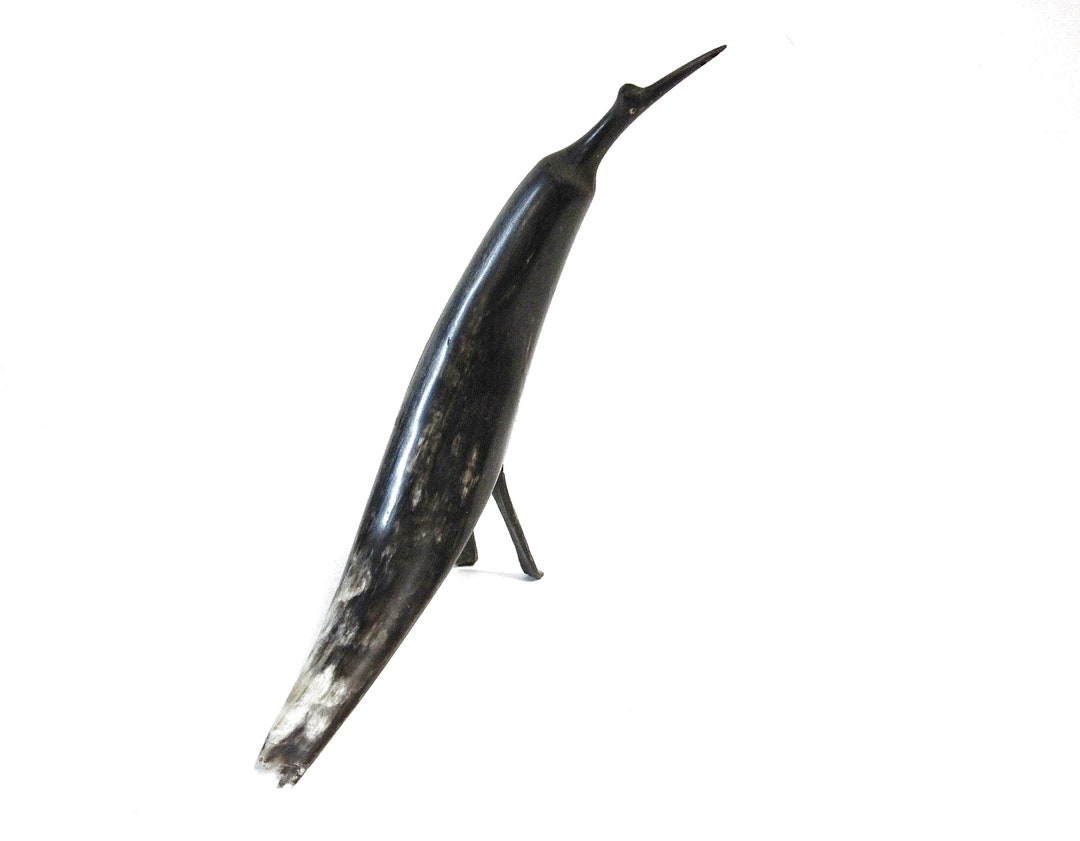 Goofy Cow Horn Bird Carved Sculpture Figurine 10.5 Inches Tall Vintage ...