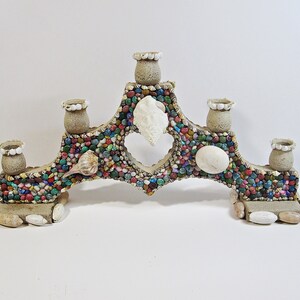 Handmade Seashell 5 Taper Candle Holder Candelabra Bridge & Heart ...