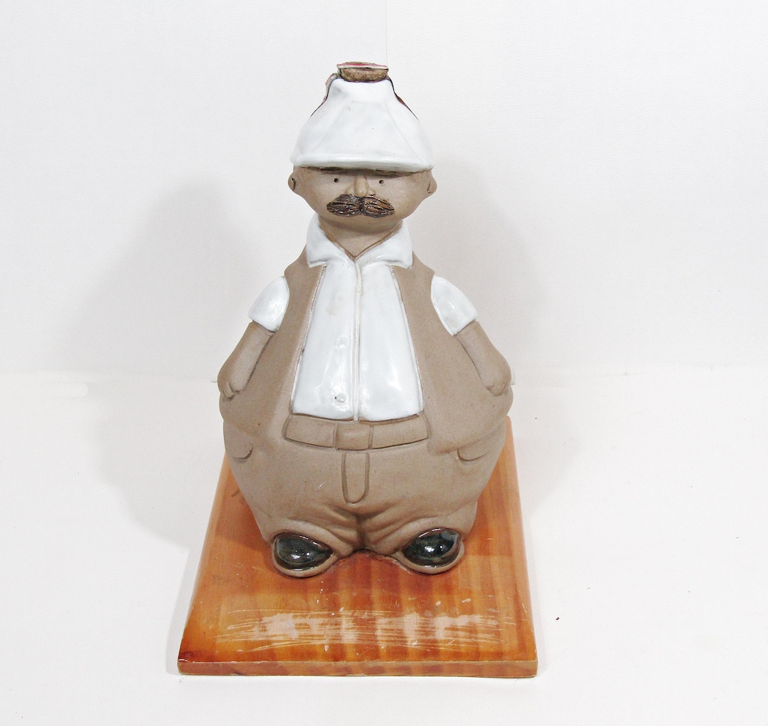 Large Mexican Ceramic Man Decanter, 40 Oz Folk Art Liquor Bottle on ...