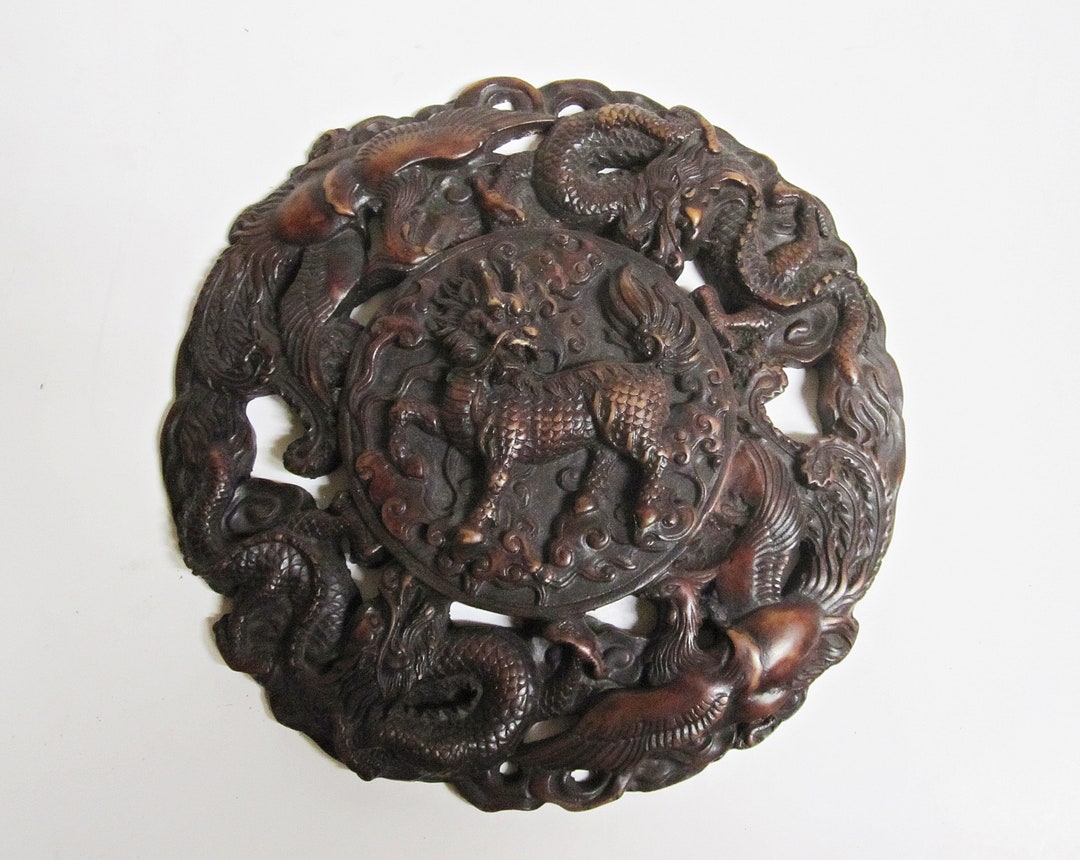 Resin Kylin Chi-lin Qilin Kirin Rui Kỳ Lân 麒麟 Wall Hanging Plaque W ...