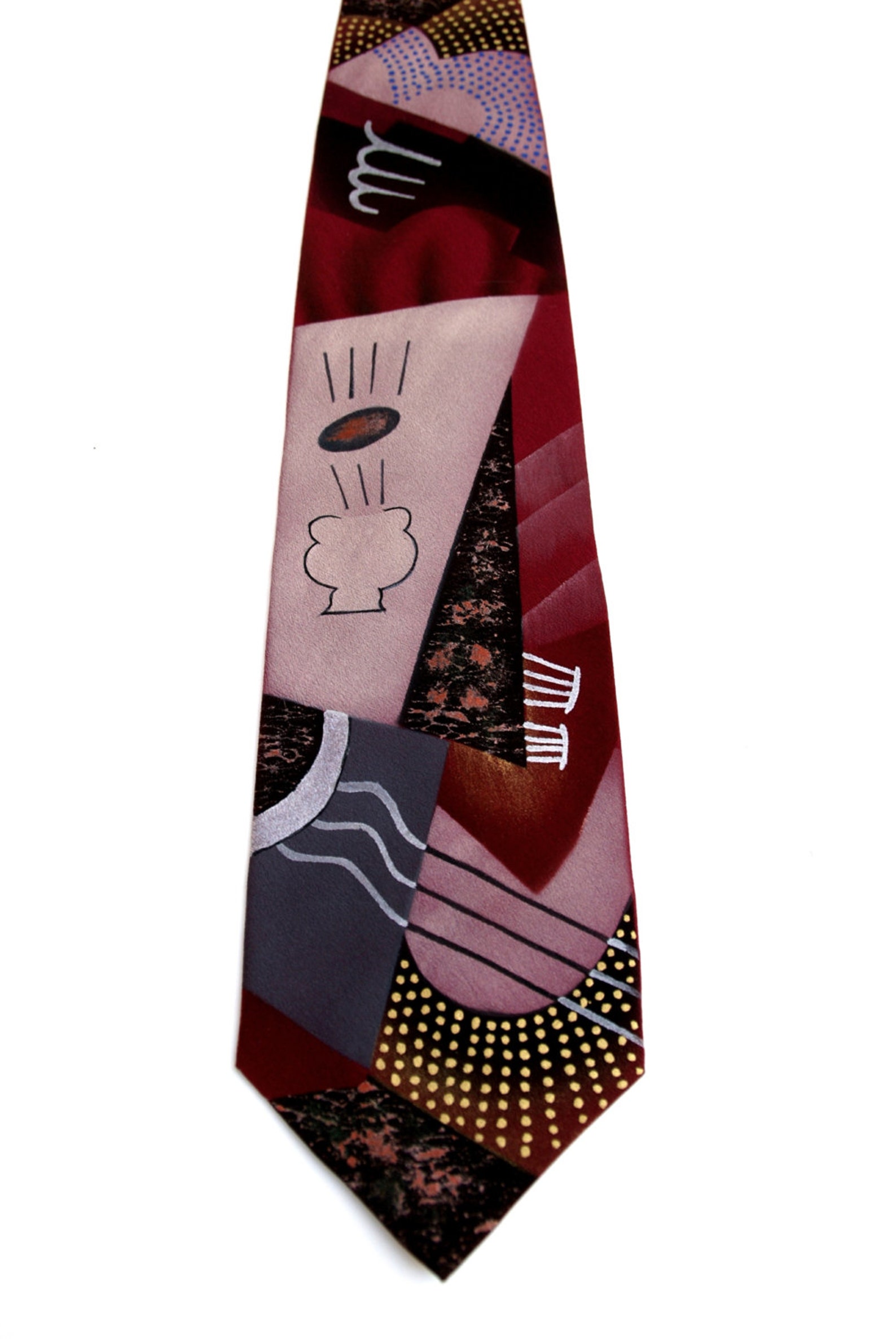 Hand Painted Men Silk Necktie Novelty Art Neck Tie Untiled - Etsy