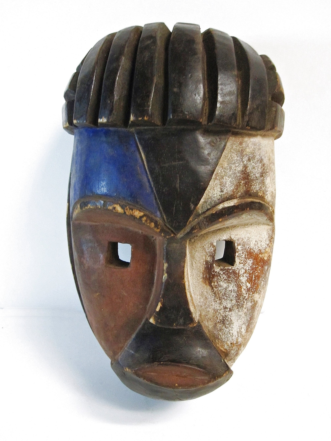 African Hand Carved Wooden Wearable Face Life Sized Mask Wall - Etsy