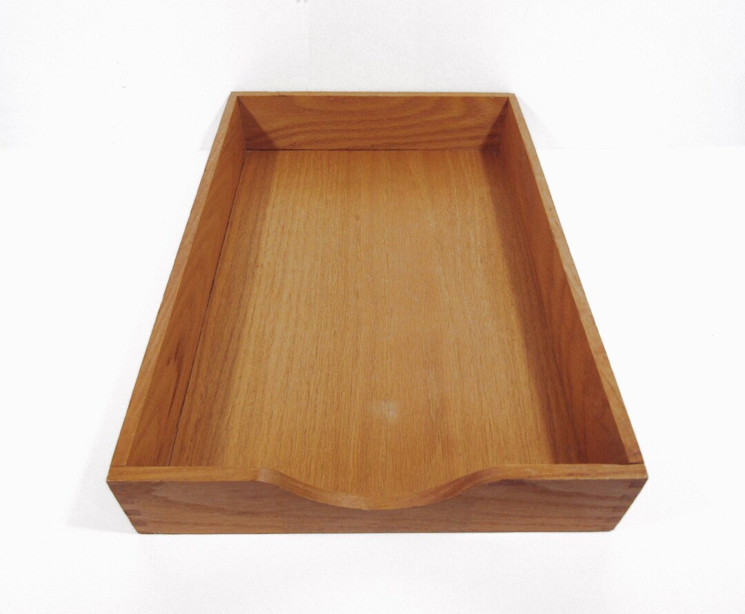 Vintage 1980s Carver Wood Products Dovetail Oak Desk Tray Legal Size Paper Organizer MCM - Etsy