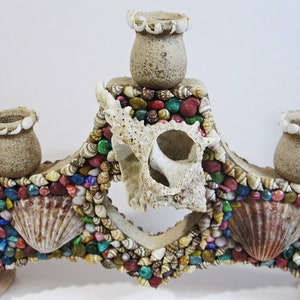 Handmade Seashell 5 Taper Candle Holder Candelabra Bridge & Heart ...