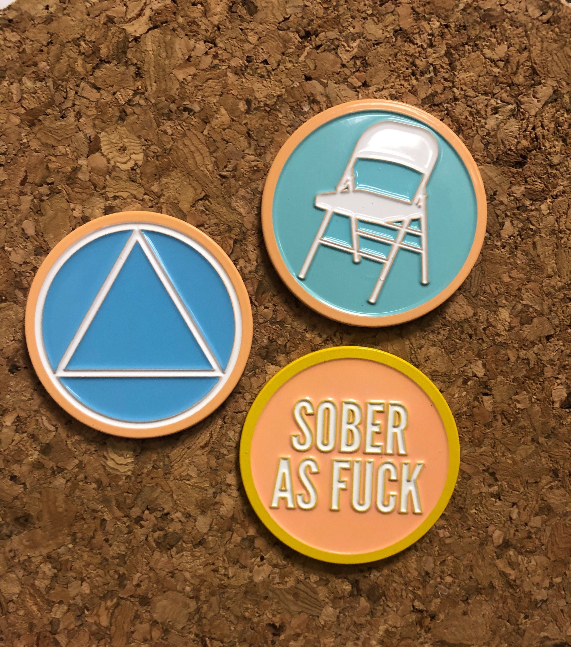 Large Recovery Pins Sober As Fuck Aa Chair Aa Logo Enamel Etsy