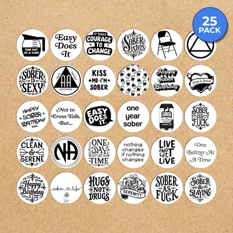 50 Pack Sobriety Stickers, AA NA Recovery Meeting Favors, 2" Round ...