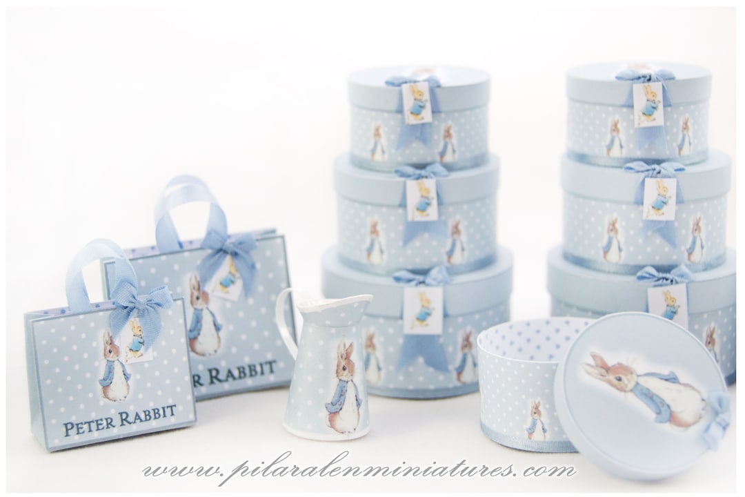 Miniature Peter Rabbit Boxes for Dollhouse, 1:12 Scale Beatrix Potter ...
