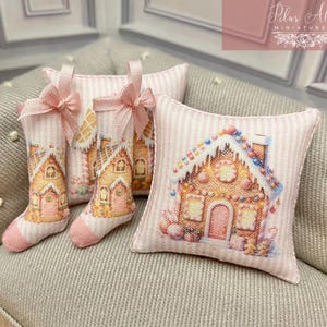 Pink Christmas Stocking, Gingerbread House, Hanging Stocking, Fireplace ...