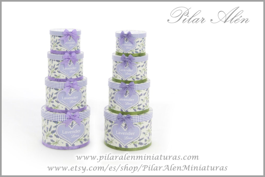 Miniature Lavender Box, Round Box, for Dollhouse, Lavender Lover ...