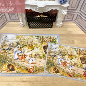 Miniature Peter Rabbit Family Rug, Beatrix Potter Nursery Carpet ...