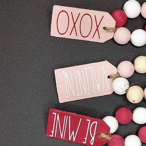 Valentine's Day Wood Bead Tags, Tiered Tray Decor Valentine Tiered Tray ...