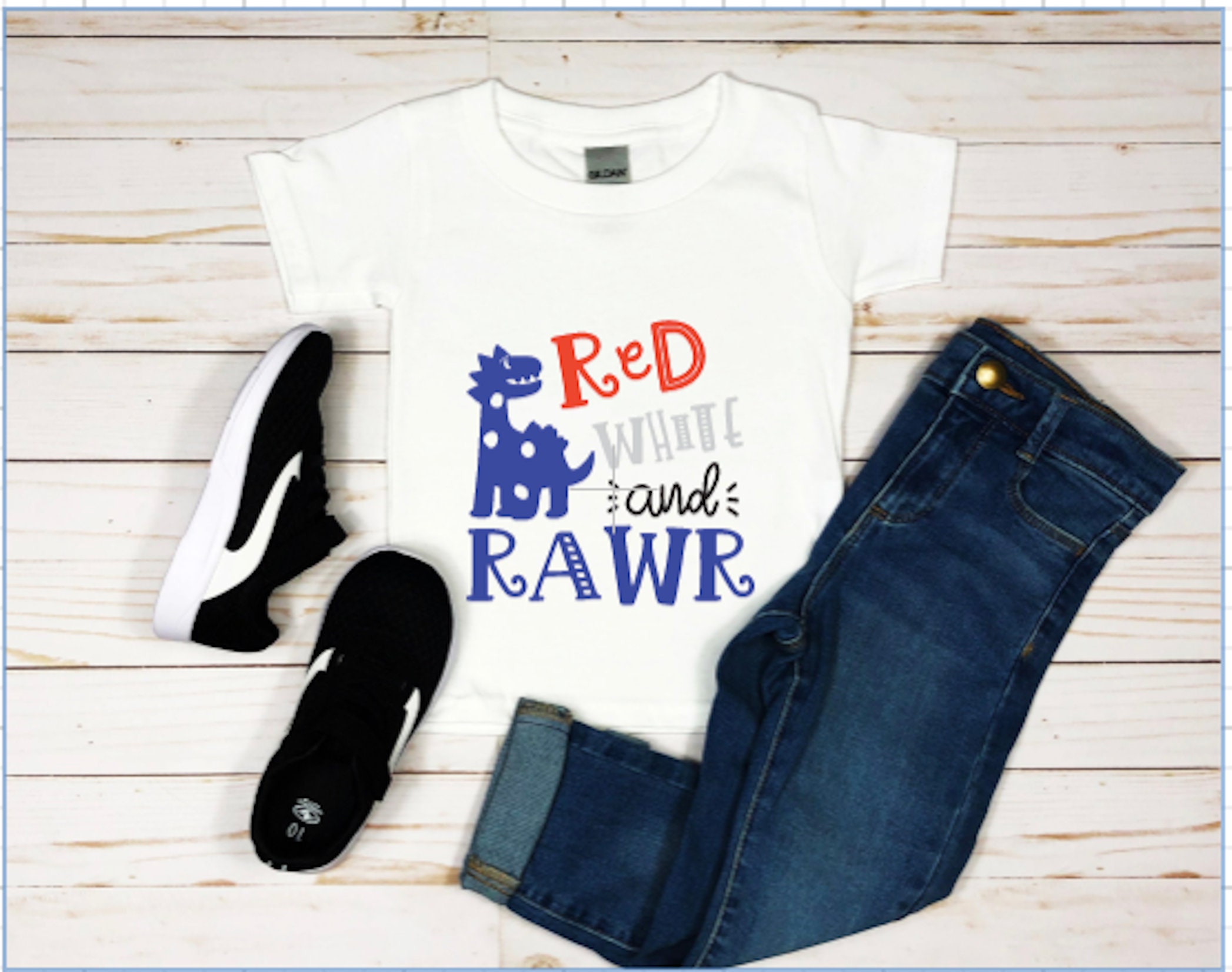 White Red and Roar/ Toddler July 4th Girls Shirt/ Happy Fourth of July ...