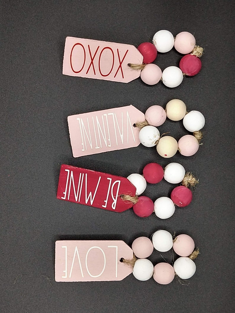 Valentine's Day Wood Bead Tags Tiered Tray Decor - Etsy