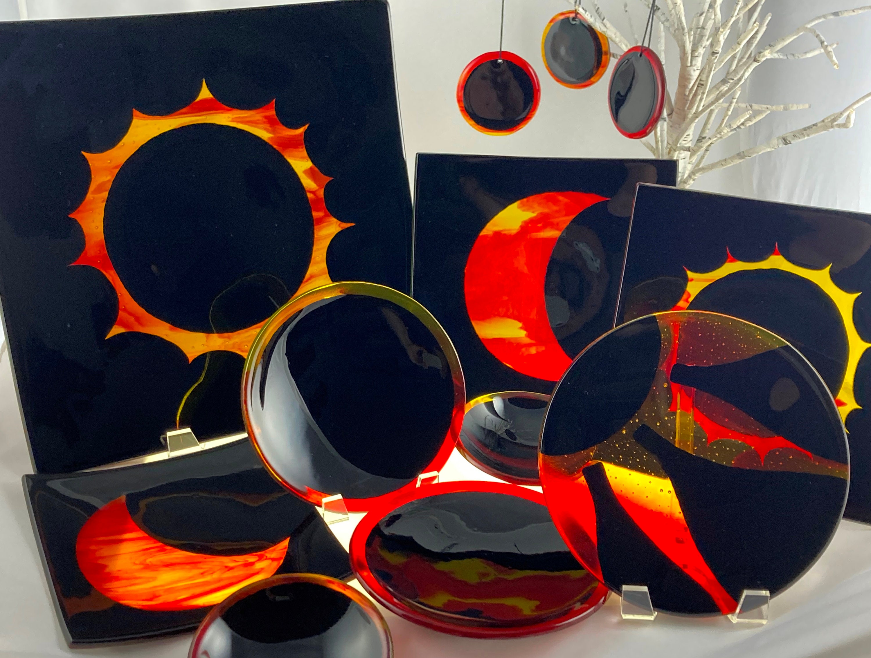 Solar Eclipse Plate With Suns Corona Around Black Moon, Square Handmade ...