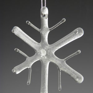 Clear/silver Snowflake Ornament, Handmade Fused Glass Christmas Holiday ...