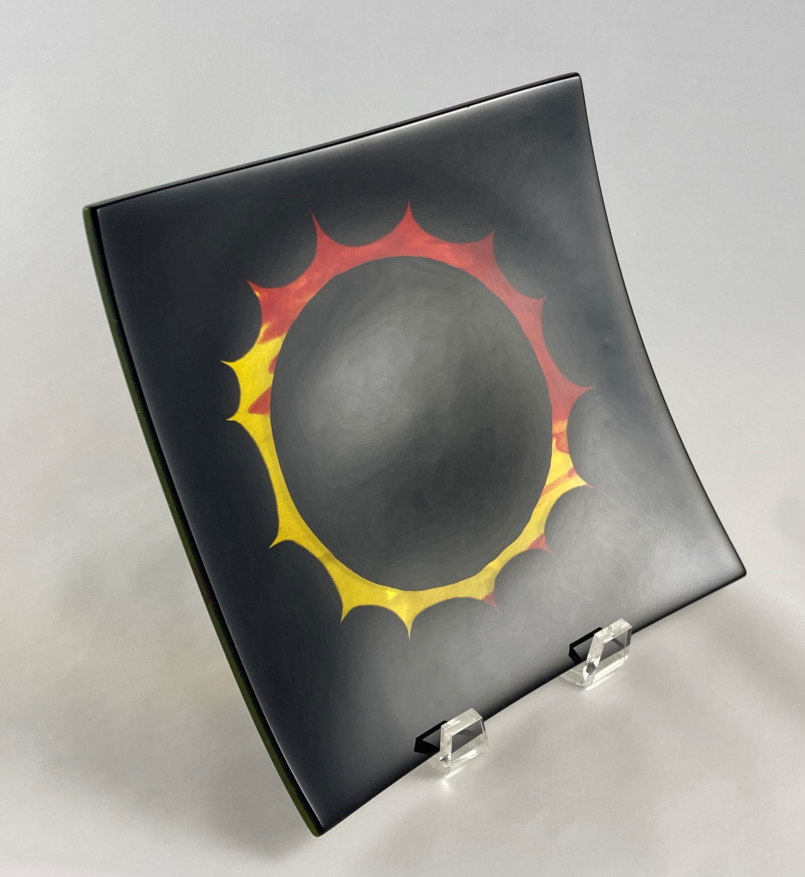 Solar Eclipse Plate With Sun’s Corona Around Black Moon, Square ...