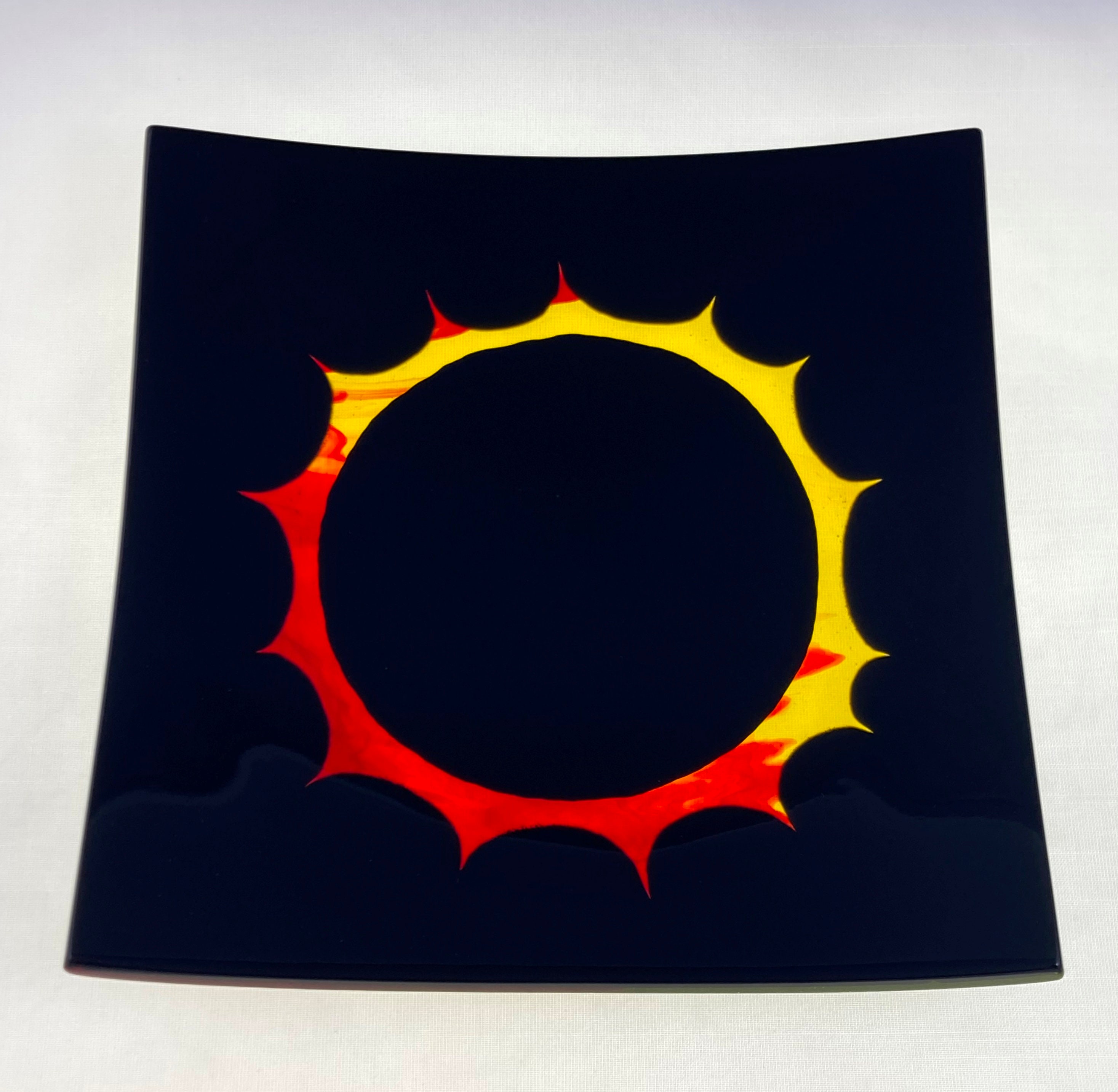 Solar Eclipse Plate With Sun’s Corona Around Black Moon, Square ...