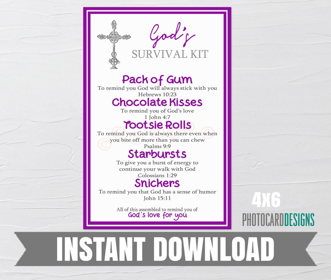 God's Survival Kit Tag: Church Camp Printable (digital Download) - Etsy