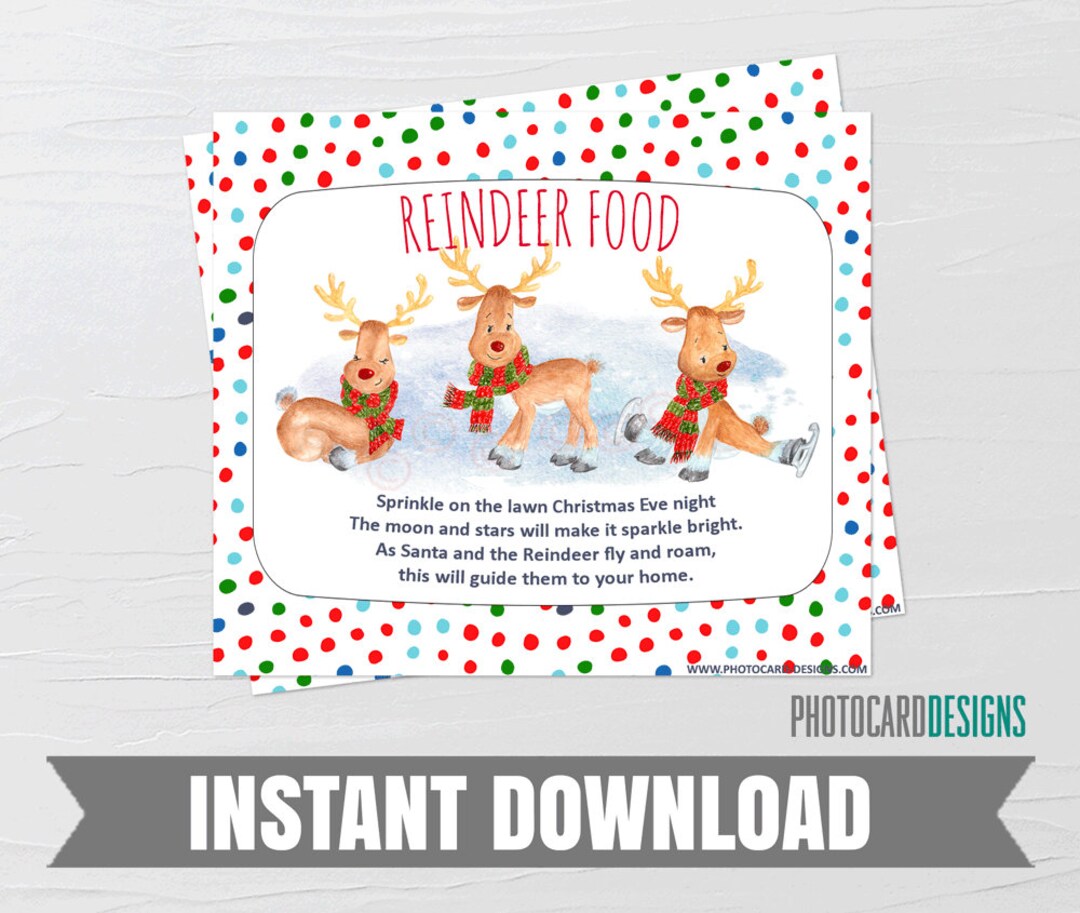 Reindeer Food Label, Magic Reindeer Poem, Christmas Eve Printable ...