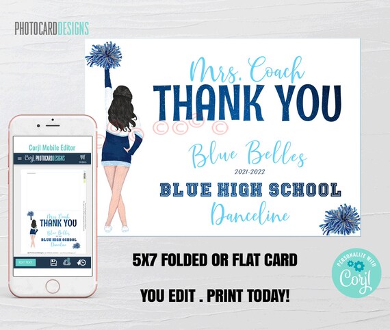 Editable Dance Coach Thank You Card Danceline Coach Card | Etsy
