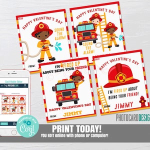Fireman Valentine, Firetruck Valentines, Fireman Valentine Cards, Boy ...