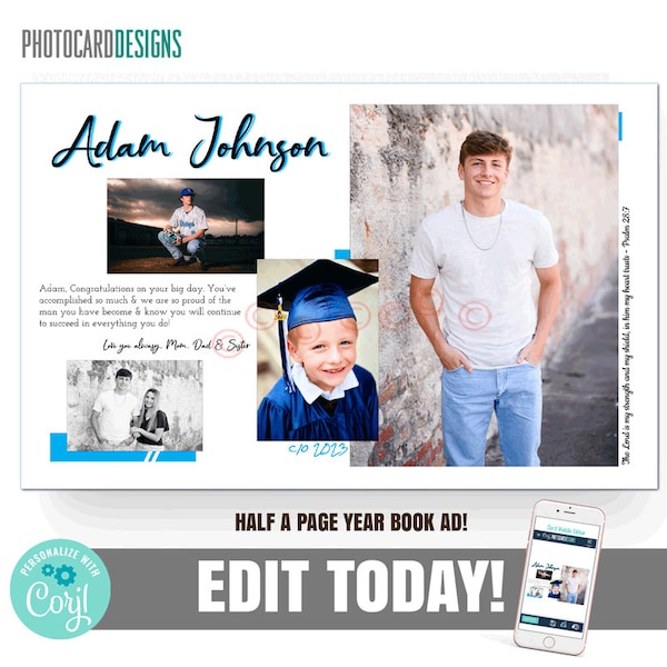 Senior Ad Half Page Template - Etsy