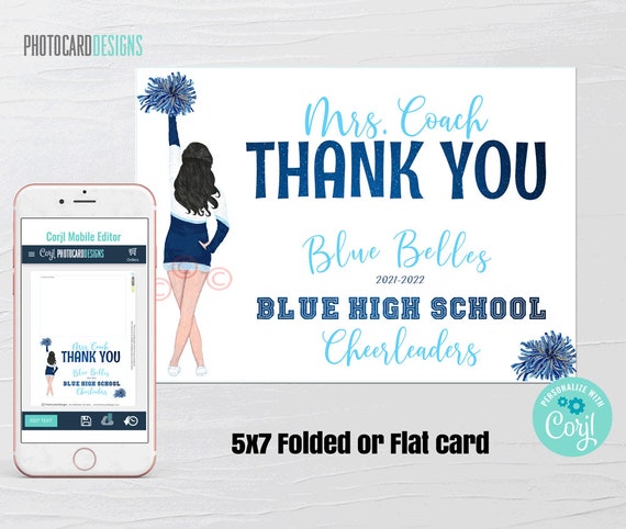 Editable Cheer Coach Thank You Card Cheerleading Coach Card | Etsy