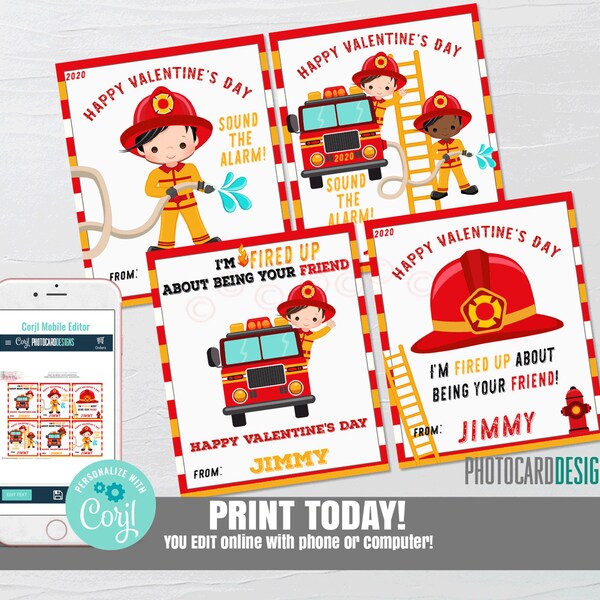 Fire Fighter Valentine - Etsy