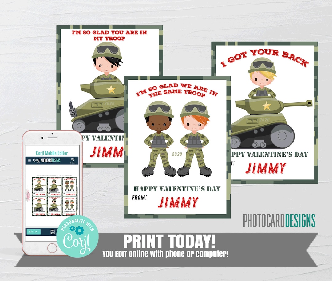 Army Valentine, Army Men Valentines, Army Valentine Cards, Camo Army ...