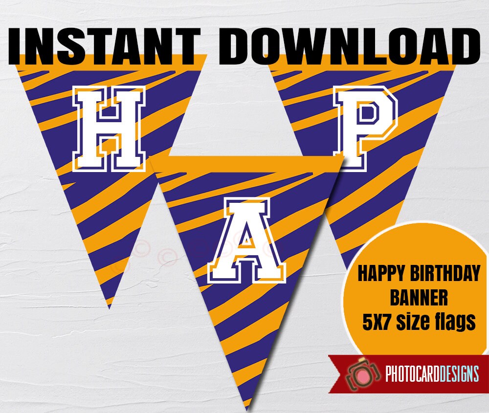 LSU Flag Banner Happy Birthday Banner Party LSU Party | Etsy