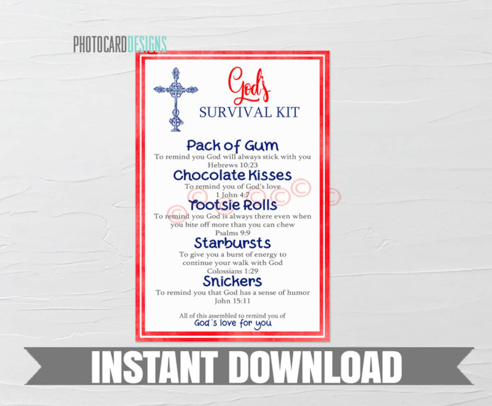 Gods SURVIVAL Kit, Church Tag, Survival Kit Printable, Christian ...