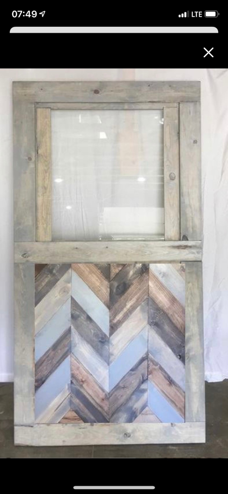 2 Chevron Bottom Window Barn Doors- Without Window- 98”x58”- Gray ...