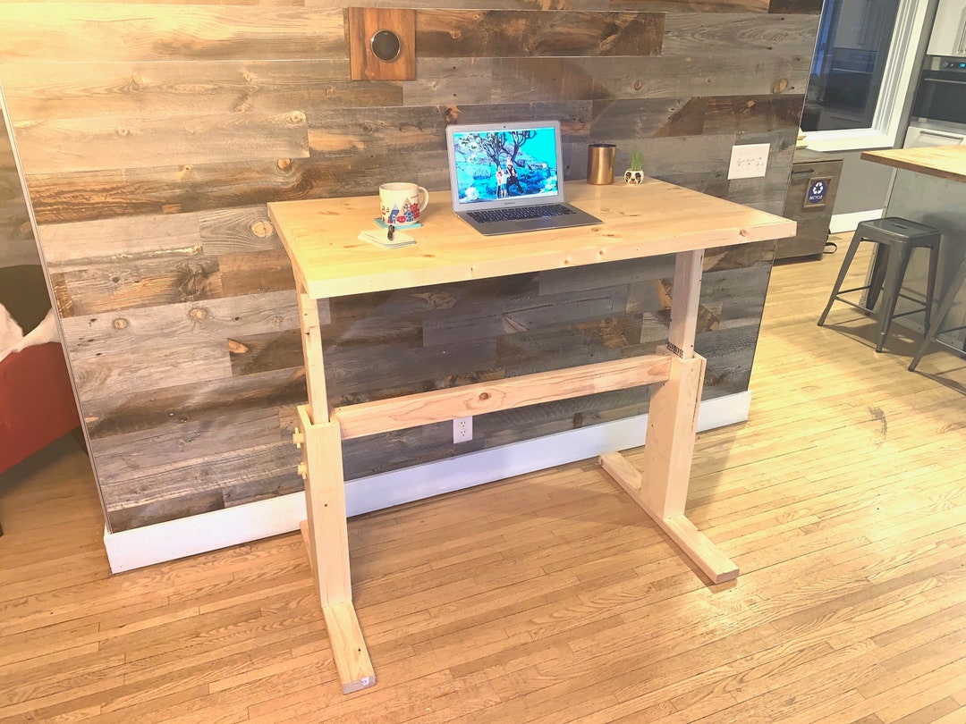 Stand, Stool, Sit Desk. 3 Levels Adjustable Desk, Customizable Stain ...